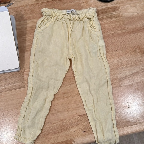 Zara | Bottoms | Zara Kids Yellow Linen Pants With Drawstring | Poshmark